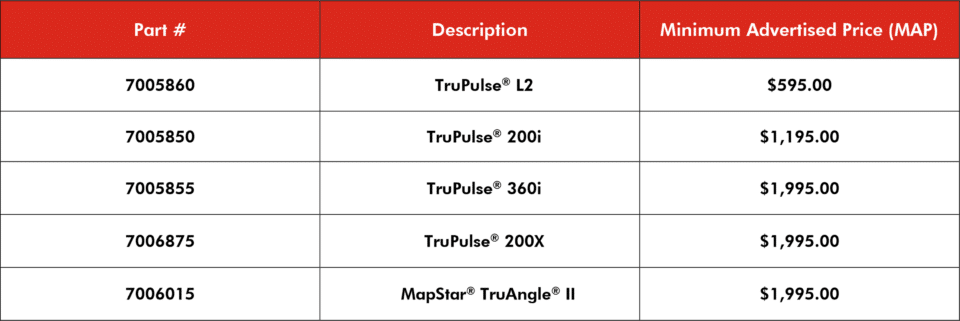 List of Minimum Advertised Price Items - Laser Tech